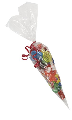 Unique Cone-Shaped Party Cellophane Bags, 17.75" x 7.37", Clear