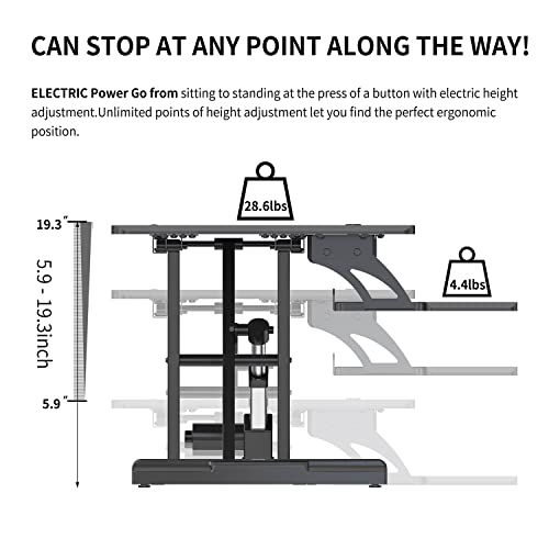 Electric Standing Desk Converter with Dual Computer Monitor, Stand Up Desk Riser for Office and Home Support Workstation by G-Pack Pro (37"XL)