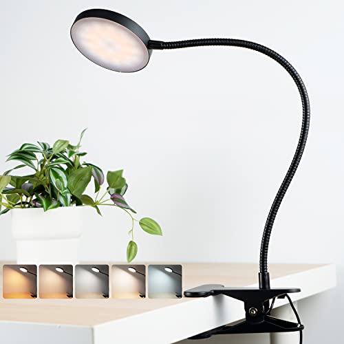 LiFMIRA Desk Lamp Clip on Light 30s/30min Timer 5 Colors 10 Brightness 10W 66 LED Desk Lamp with Clamp Eye-Caring Gooseneck Reading Light for Bed Headboard Desk Video Conferencing Makeup