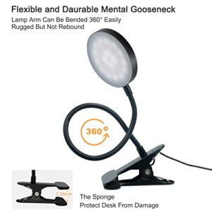 LiFMIRA Desk Lamp Clip on Light 30s/30min Timer 5 Colors 10 Brightness 10W 66 LED Desk Lamp with Clamp Eye-Caring Gooseneck Reading Light for Bed Headboard Desk Video Conferencing Makeup