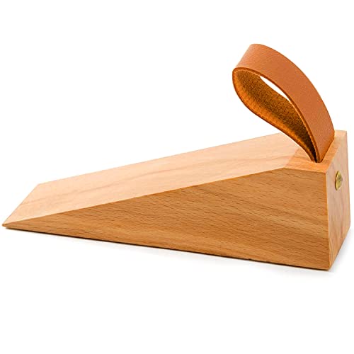 Wood Door Stopper, Solid Wooden Non-Slip Door Wedges, Sturdy and Durable Door Stop Wedge, Door Stopper Fit for Door Bottom Seam (0.2" - 1.3") 1 Pack