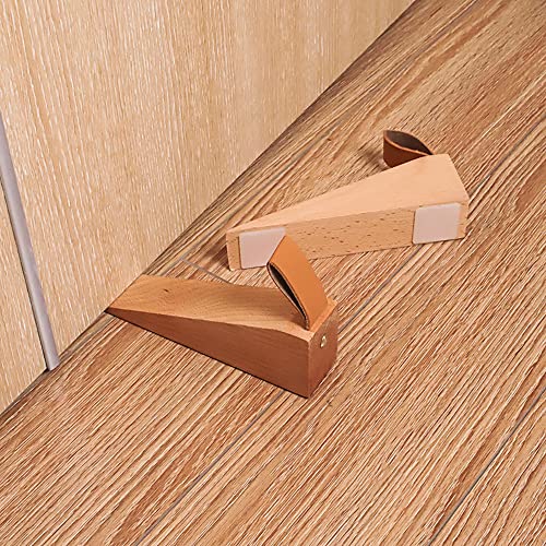 Wood Door Stopper, Solid Wooden Non-Slip Door Wedges, Sturdy and Durable Door Stop Wedge, Door Stopper Fit for Door Bottom Seam (0.2" - 1.3") 1 Pack