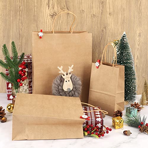 TOMNK 120pcs Brown Paper Bags with Handles Mixed Size Gift Bags Bulk, Kraft Paper Bags for Business, Shopping Bags, Retail Bags, Merchandise Bags