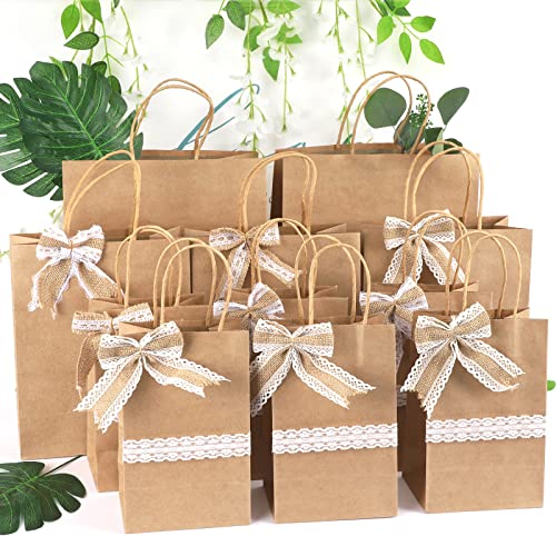 TOMNK 120pcs Brown Paper Bags with Handles Mixed Size Gift Bags Bulk, Kraft Paper Bags for Business, Shopping Bags, Retail Bags, Merchandise Bags