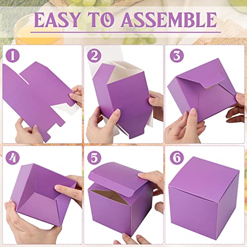 48 Pack Colorful Gift Boxes Kraft Paper Cube Boxes Easy Assemble Small Cardboard Boxes with Lids for Crafting Cupcake Christmas Wedding Presents Birthday Bridesmaids Proposal Party(4 x 4 x 4 Inch)