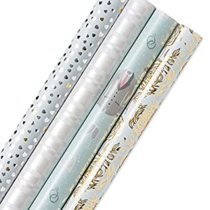 American Greetings Reversible Wedding Wrapping Paper, Bridal Designs (4 Rolls, 120 sq. ft.)