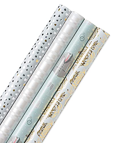 American Greetings Reversible Wedding Wrapping Paper, Bridal Designs (4 Rolls, 120 sq. ft.)