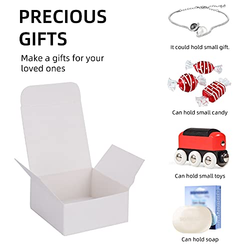 NIGNYA Tiny Gift Boxes 2.16x2.16x0.98 Inch, White Cardboard Tiny Boxes for Gifts 100PCS, Earring Jewelry Gift Boxes White Box for Wrapping Gifts, Small Paper Boxes for Presents