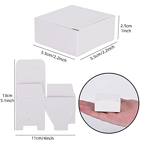 NIGNYA Tiny Gift Boxes 2.16x2.16x0.98 Inch, White Cardboard Tiny Boxes for Gifts 100PCS, Earring Jewelry Gift Boxes White Box for Wrapping Gifts, Small Paper Boxes for Presents