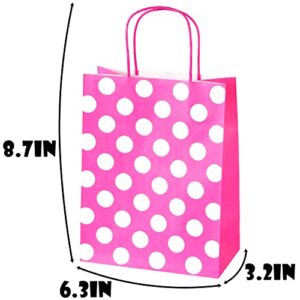 24Pack Dot Paper Gift Bags with handles, 8.7" Small Gift Bags with Tissue, Colorful Kraft Paper Bags for Goody Bags, Goodie Bags, Party Bags for Kids Birthday, Wedding, Valentines, Easter, Chrismas (Polka Dots)