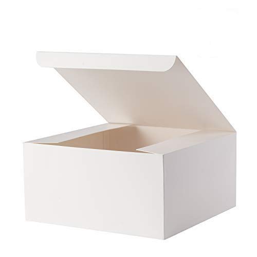 GEFTOL Gift Box 20 Pack 8 x 8 x 4 inches Fold Box Paper Gift Box Bridesmaids Proposal Box for Bridal Birthday Party Christmas（White）