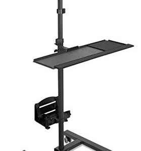 Mount-It! Rolling Computer Cart, Mobile Workstation with Tray Monitor Mount and CPU Holder, Height Adjustable and Mobile Stand for Office and Industrial Use