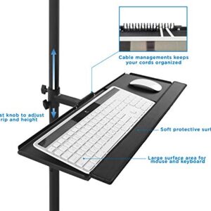 Mount-It! Rolling Computer Cart, Mobile Workstation with Tray Monitor Mount and CPU Holder, Height Adjustable and Mobile Stand for Office and Industrial Use