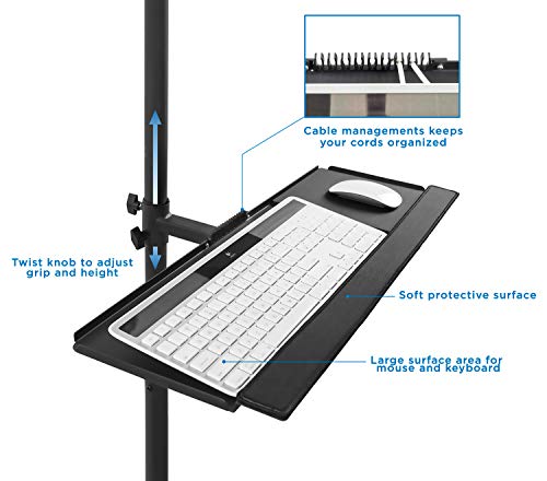 Mount-It! Rolling Computer Cart, Mobile Workstation with Tray Monitor Mount and CPU Holder, Height Adjustable and Mobile Stand for Office and Industrial Use