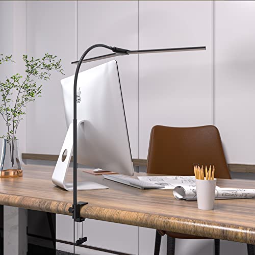 Kintion LED Desk Lamp, 1200lm Architect Desk Lamp with Clamp & Flexible Gooseneck, 5 Color Modes & 5 Brightness Levels, 25” Super Bright Extra Wide Led Desk Lamp for Office, Study, Reading