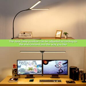 Kintion LED Desk Lamp, 1200lm Architect Desk Lamp with Clamp & Flexible Gooseneck, 5 Color Modes & 5 Brightness Levels, 25” Super Bright Extra Wide Led Desk Lamp for Office, Study, Reading