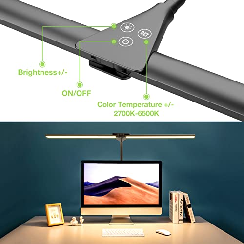 Kintion LED Desk Lamp, 1200lm Architect Desk Lamp with Clamp & Flexible Gooseneck, 5 Color Modes & 5 Brightness Levels, 25” Super Bright Extra Wide Led Desk Lamp for Office, Study, Reading