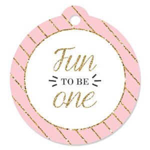 1st birthday girl – fun to be one – first birthday party favor gift tags (set of 20)