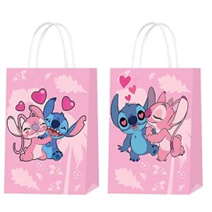 20 PCS Lilo Stitch Party Favor Bags with Handles, Lilo Stitch Paper Gift Bags Goodie Treat Bags Party Gift Bags for Boys Girls Birthday Party Supplies