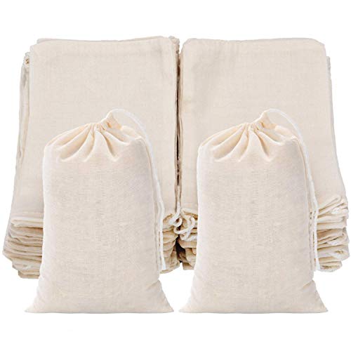 50 Pieces Muslin Bags Cotton Drawstring Bags Sachet Bag for Home Supplies (4 by 6 Inches)