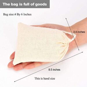 50 Pieces Muslin Bags Cotton Drawstring Bags Sachet Bag for Home Supplies (4 by 6 Inches)