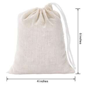 50 Pieces Muslin Bags Cotton Drawstring Bags Sachet Bag for Home Supplies (4 by 6 Inches)