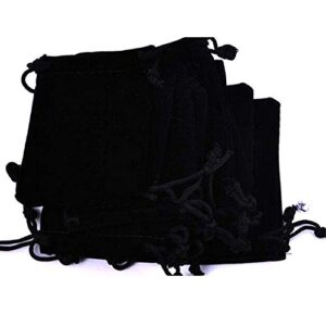 100pcs Velvet Drawstring Gift Bags Jewelry Bags Pouches (Black, 2.8" X 3.6")