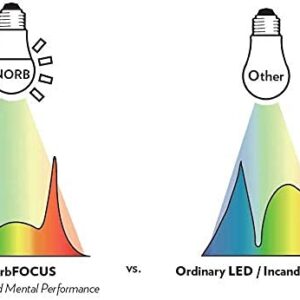 NorbFOCUS Desk Lamp LED Light Bulb. Unique Light Spectrum for Mental Performance. Supports Learning, Retention, Recall, Reading Speed. For Use as a Reading Light, Study Light, Work Light or Task Light