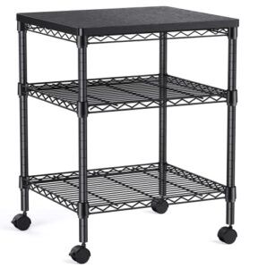 huanuo printer stand, 3 tier printer cart for storage, printer table holds up to 200lbs, multifunctional metal utility shelves, workspace desk organizer, rolling cart for home & office use, hnps01