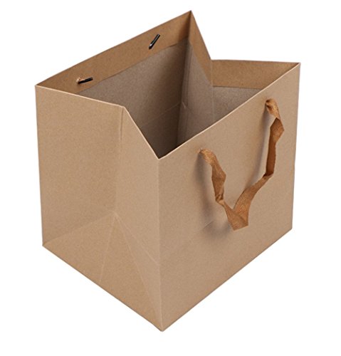 DraDraLee Brown Kraft Paper Gift Shopping Handle Bags for Package 13x13x13inch