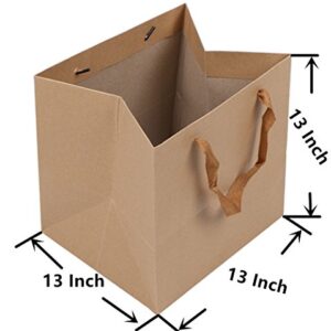 DraDraLee Brown Kraft Paper Gift Shopping Handle Bags for Package 13x13x13inch