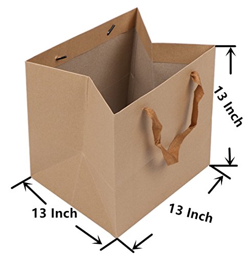 DraDraLee Brown Kraft Paper Gift Shopping Handle Bags for Package 13x13x13inch