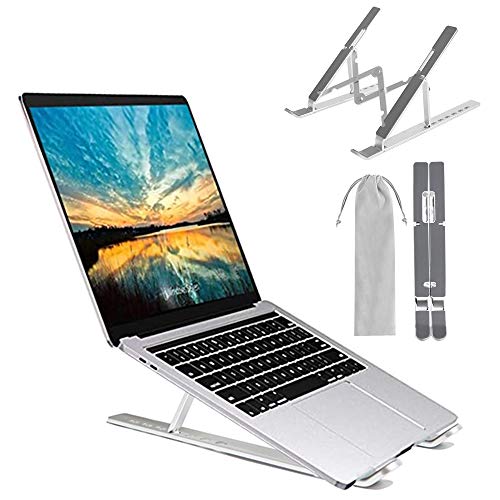 M JJYPET Laptop Stand for Desk , Aluminum Computer Stand Holder, Ergonomic Anti-Slip Laptop Riser for Desk, Adjustable Notebook Stand for Laptop Compatible up to 17 inches,Foldable, Portable