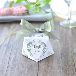 Diamond Shape Green Forest Style Candy Boxes Wedding Favors Bomboniere Paper Party Chocolate Gift B Box 50pcs