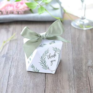 Diamond Shape Green Forest Style Candy Boxes Wedding Favors Bomboniere Paper Party Chocolate Gift B Box 50pcs