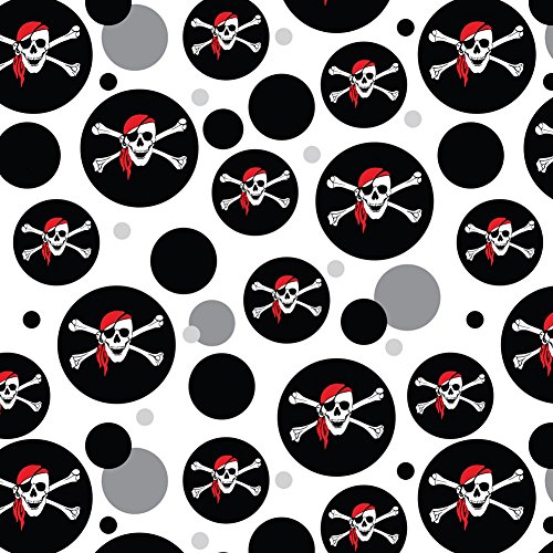 Premium Gift Wrap Wrapping Paper Roll Pattern - Pirate Skull Crossbones - Red Bandana