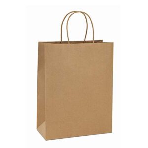 bagdream 10x5x13 kraft shopping bags 100pcs brown paper bags paper gift bags, merchandise bags, retail bags, party bags, 100% recycled paper bags with handles bulk