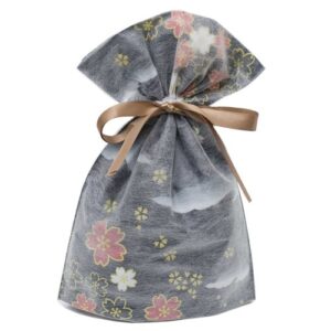 gift mate 21019-4 4-piece drawstring gift bags, large, non-woven asian garden, gray