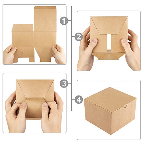 Eupako Brown Gift Boxes 8x8x4 20 Pack, Kraft Paper Gift Boxes with Lids for Bridesmaid Proposal, Wedding, Birthday, Crafting, Graduation, Holiday, Christmas