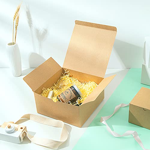 Eupako Brown Gift Boxes 8x8x4 20 Pack, Kraft Paper Gift Boxes with Lids for Bridesmaid Proposal, Wedding, Birthday, Crafting, Graduation, Holiday, Christmas