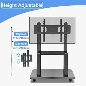 Hellsehen Mobile TV Stand,Rolling TVs Cart on Wheels Height Adjustable Heavy-Duty Floor Stand Base for 32 -70 Inch LCD LED OLED Flat Panel Screens Smartboard Movable Holds up to 100lbs with Shelf