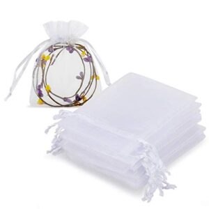 hrx package 100pcs white organza jewelry bags drawstring 3 x 4 inch, little mesh gift pouches mini candy bags for small presents jewelry earrings