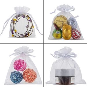 HRX Package 100pcs White Organza Jewelry Bags Drawstring 3 x 4 inch, Little Mesh Gift Pouches Mini Candy Bags for Small Presents Jewelry Earrings