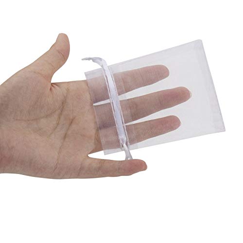 HRX Package 100pcs White Organza Jewelry Bags Drawstring 3 x 4 inch, Little Mesh Gift Pouches Mini Candy Bags for Small Presents Jewelry Earrings