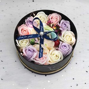 BBJ WRAPS Vintage Marble Flower Paper Box Round Florist Boxes For Bouquet With Lids Set/3 (S/M/L) (Black)