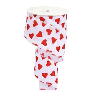 gift ribbon, curling ribbon wired for gift wrapping, 2.5″ 10 yards heart pattern, gift wrap ribbon for bows bridal wedding anniversary ceremony decorations