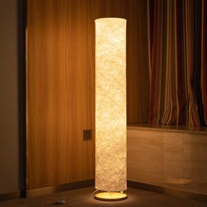 lonrisway soft light floor lamp, 52″ simple design morden slim warm light 3000k led tyvek fabric shade with 2 led bulbs standing lamp for living room bedroom game room