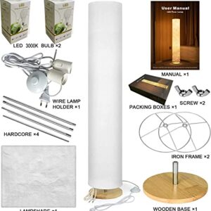 LONRISWAY Soft Light Floor Lamp, 52" Simple Design Morden Slim Warm Light 3000K LED Tyvek Fabric Shade with 2 LED Bulbs Standing Lamp for Living Room Bedroom Game Room