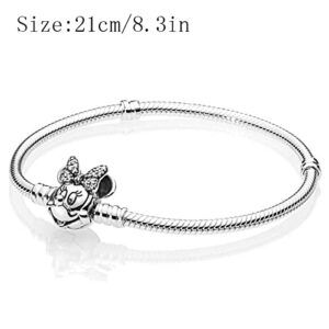 Fashion Cartoon Heart Clasp Snake Chain Silver for Women Gift for Women Or Man