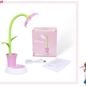 Vimbo Kids Desk Lamp - Creative Rechargeable Desk Lamp LED Eye Protection Touch Sensor Table Lamp Dimmable Bedside Lamp with Pen Holder (Pink)